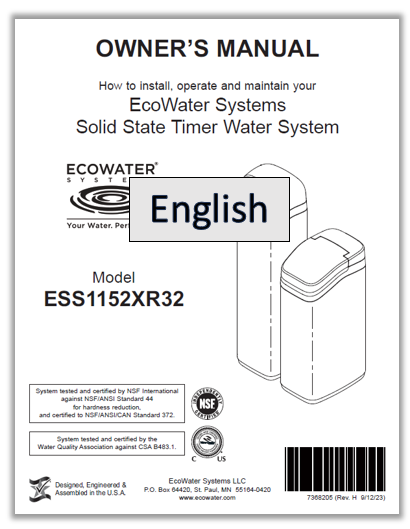 ESS1152 Manual – EcoWater Systems
