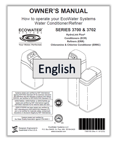 ECR / ERR / ERRC 3700 & 3702 Manual – EcoWater Systems