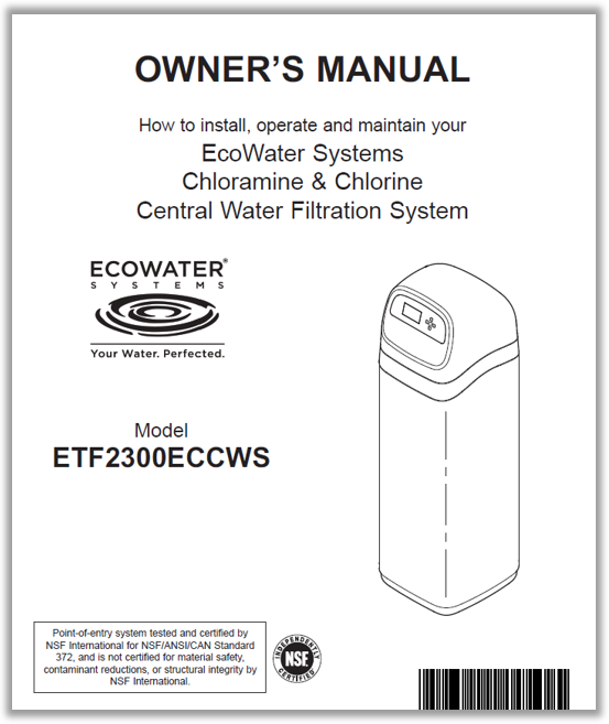 ETF2300ECCWS Manual – EcoWater Systems