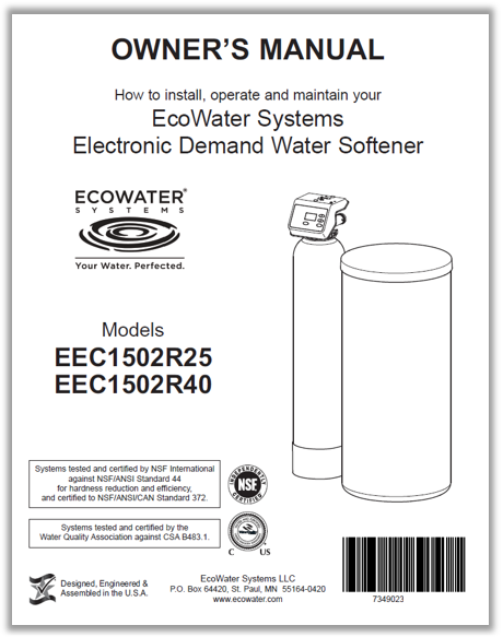 EEC1502 Series Manual – EcoWater Systems